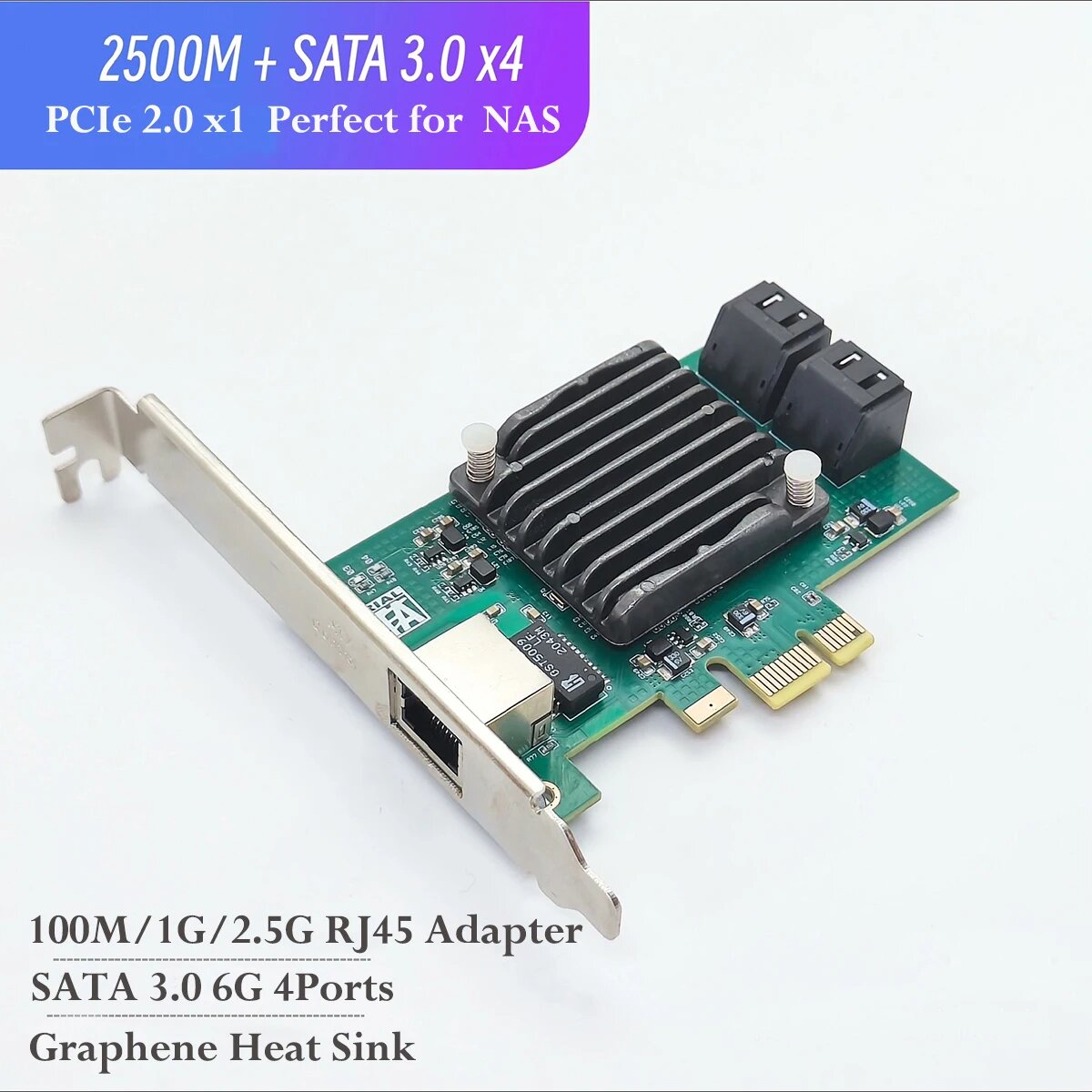 Гигабитная сетевая карта 2,5G SATA 3.0, 4 порта, Ethernet-адаптер PCIe 2,0 x1, «все в одном», идеально подходит для NAS