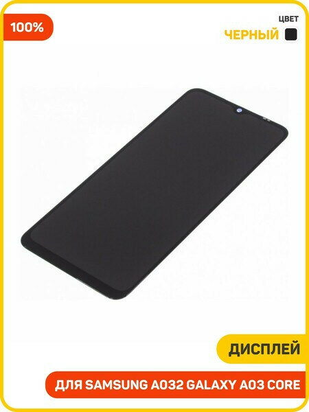 Дисплей для Samsung A032 Galaxy A03 Core (в сборе с тачскрином) черный, 100%