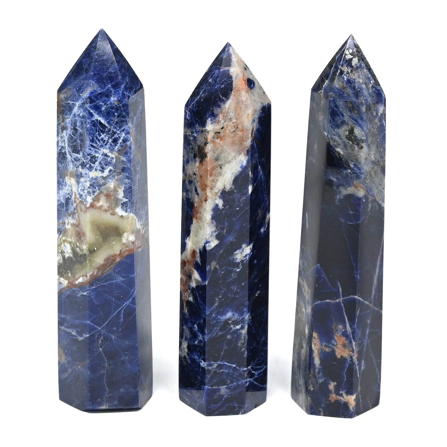 Кристалл из содалита "Карандаш" 21*21*95мм, 60-70г .