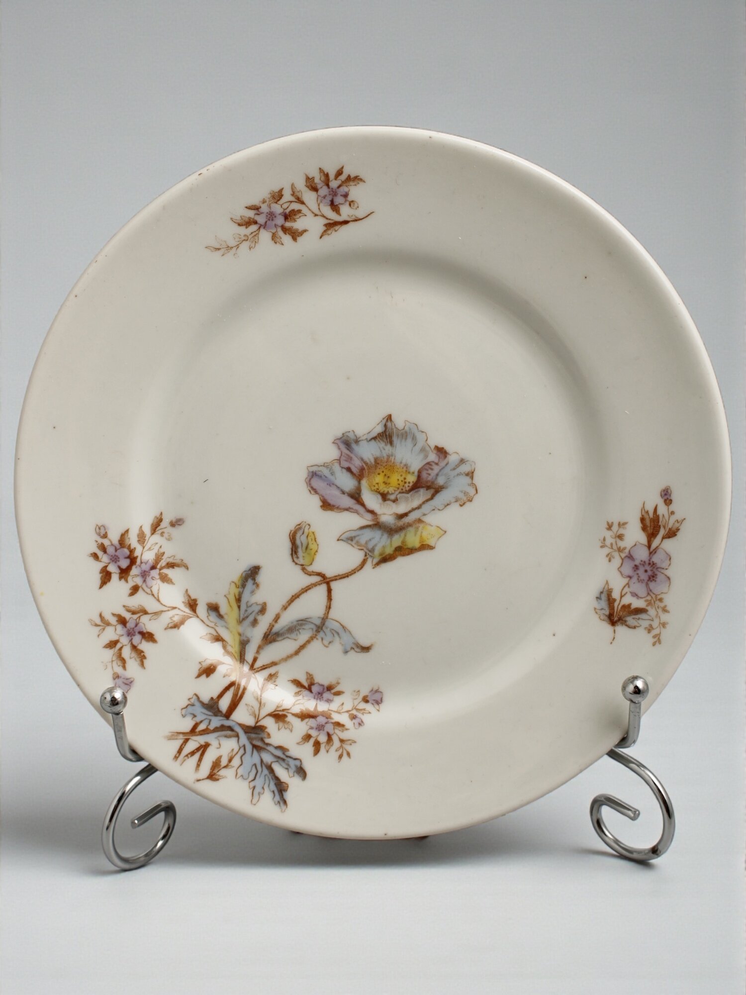 Антикварная закусочная тарелка (D 20,5 см), фарфор, ЛФЗ, 1960-е г.