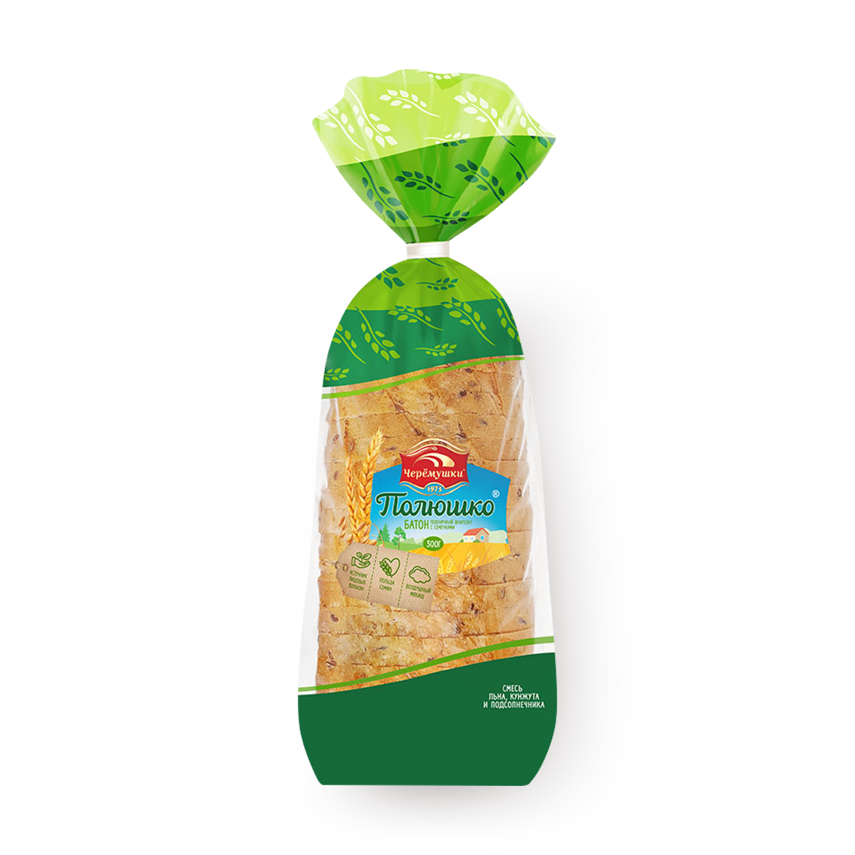 Батон "Черемушки", в нарезке, пшеничный, с добавками, 300 гр