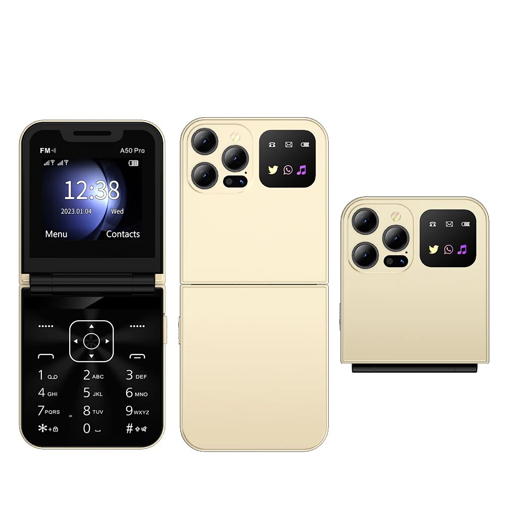SERVO A50 PRO Foldable Mobile Phone Dual SIM Standby Call Recording Speed Dial Blacklist FM Radio 2G GSM Button Flip Cellphones