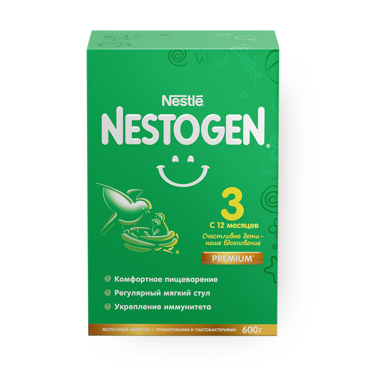 Смесь Nestogen 3, для детей от 12 мес, сухая, картонная коробка, 600 г