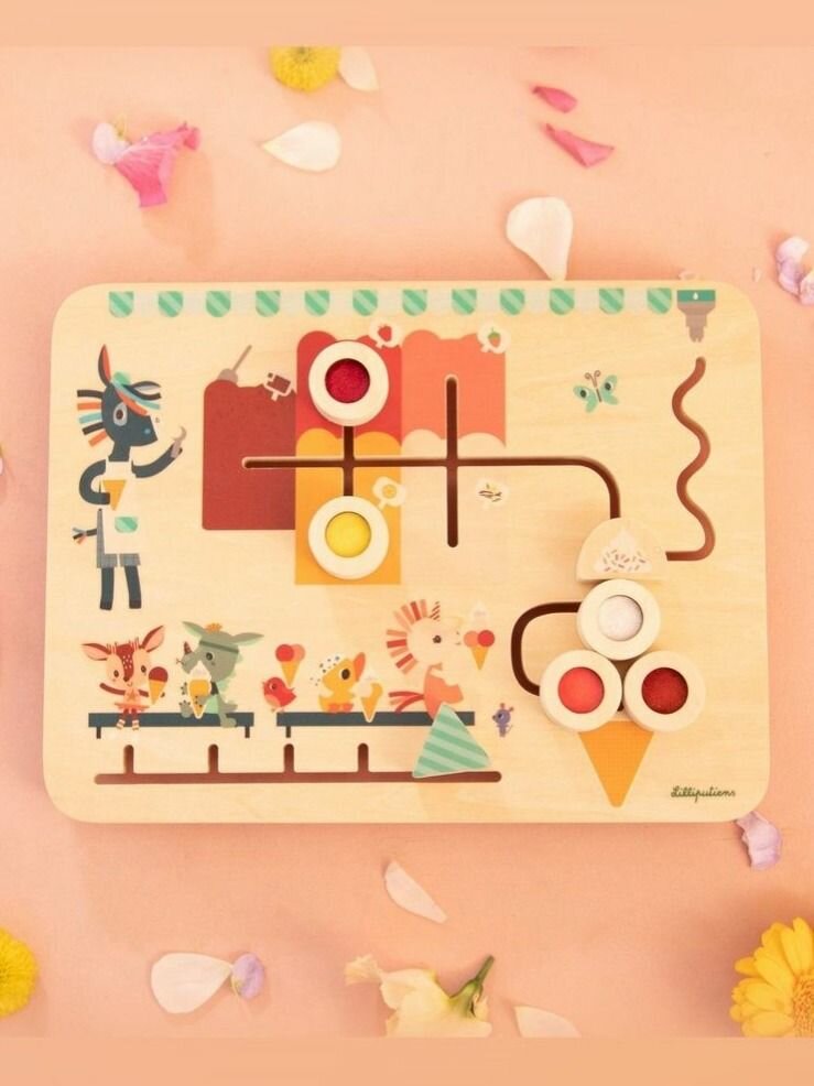 LILLIPUTIENS игра-лабиринт Магазин мороженого деревянная развивающая игрушка для детей от 2 лет