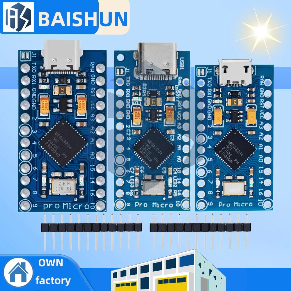 Pro Micro ATmega32U4 модуль TYPE-C-USB weld — фото 1