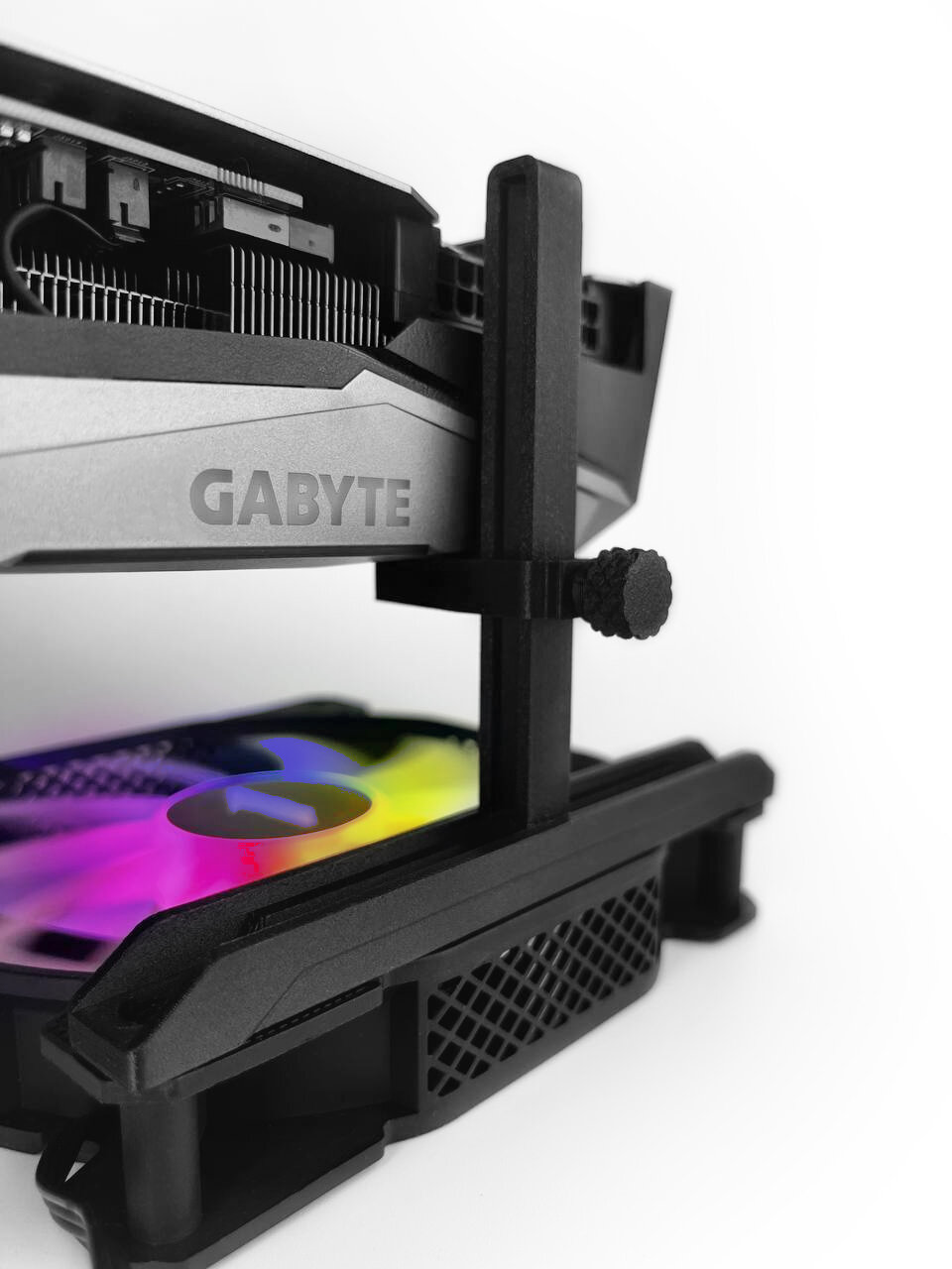 Подставка держатель для видеокарты на вентилятор, 20-105 мм, черный матовый