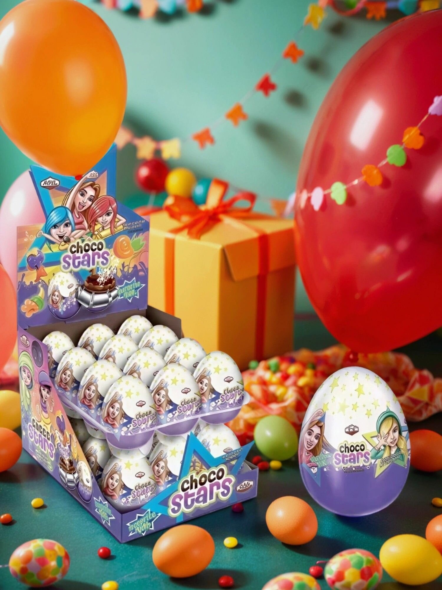 Шоколадные яйцо CHOCO STARS 24шт. по 25гр.