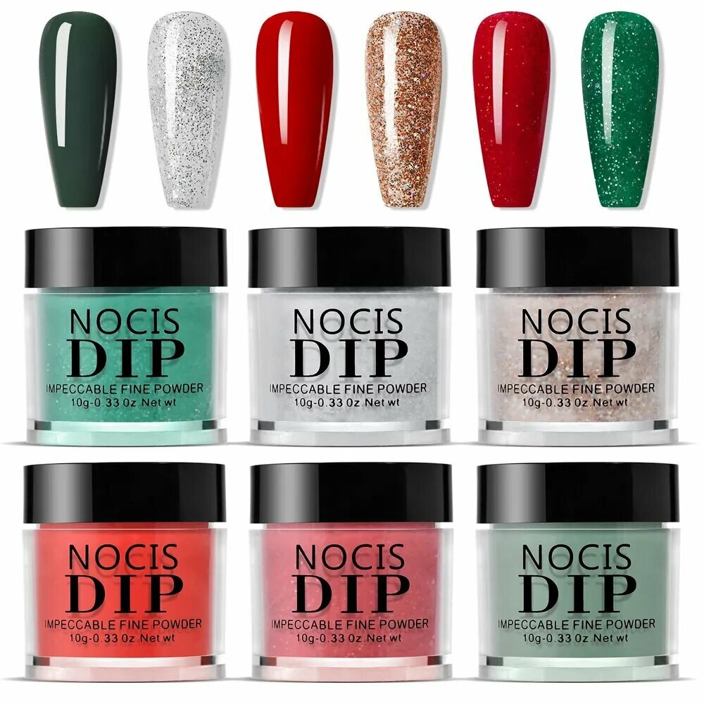 Гель-пудра для покрытия ногтей , малиновая, 6 шт, 60 г, Дип-пудра, DIP Powder