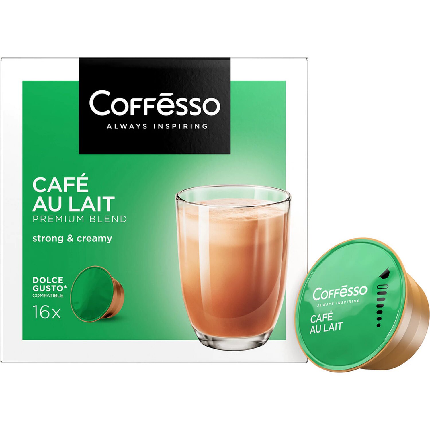 Кофе в капсулах COFFESSO "Cafe au lait" для кофемашин Dolce Gusto, 16 порций