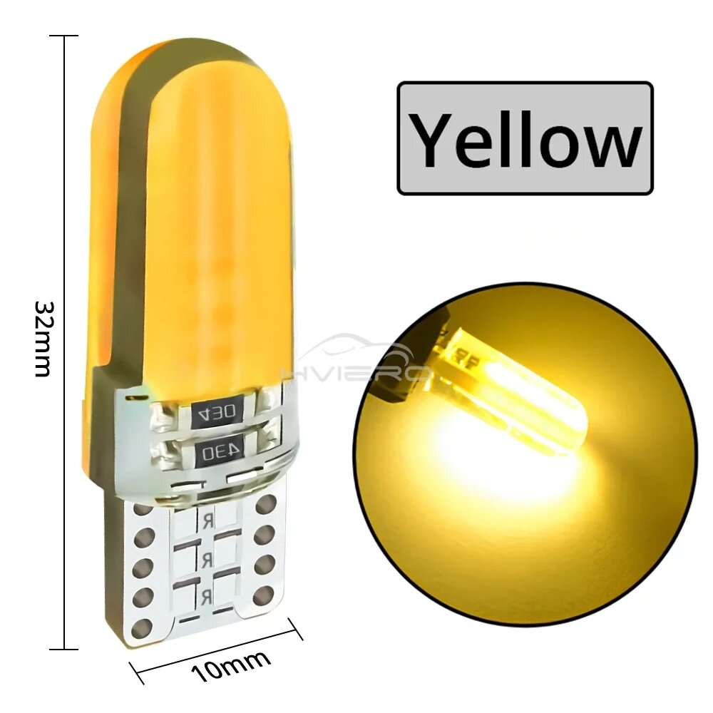 Желтые LED лампы T10 W5W 32mm для номерного знака