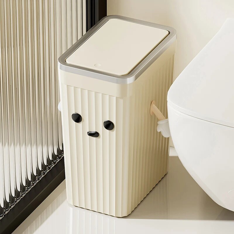 Большое мусорное ведро из пластика Белый, Cute white