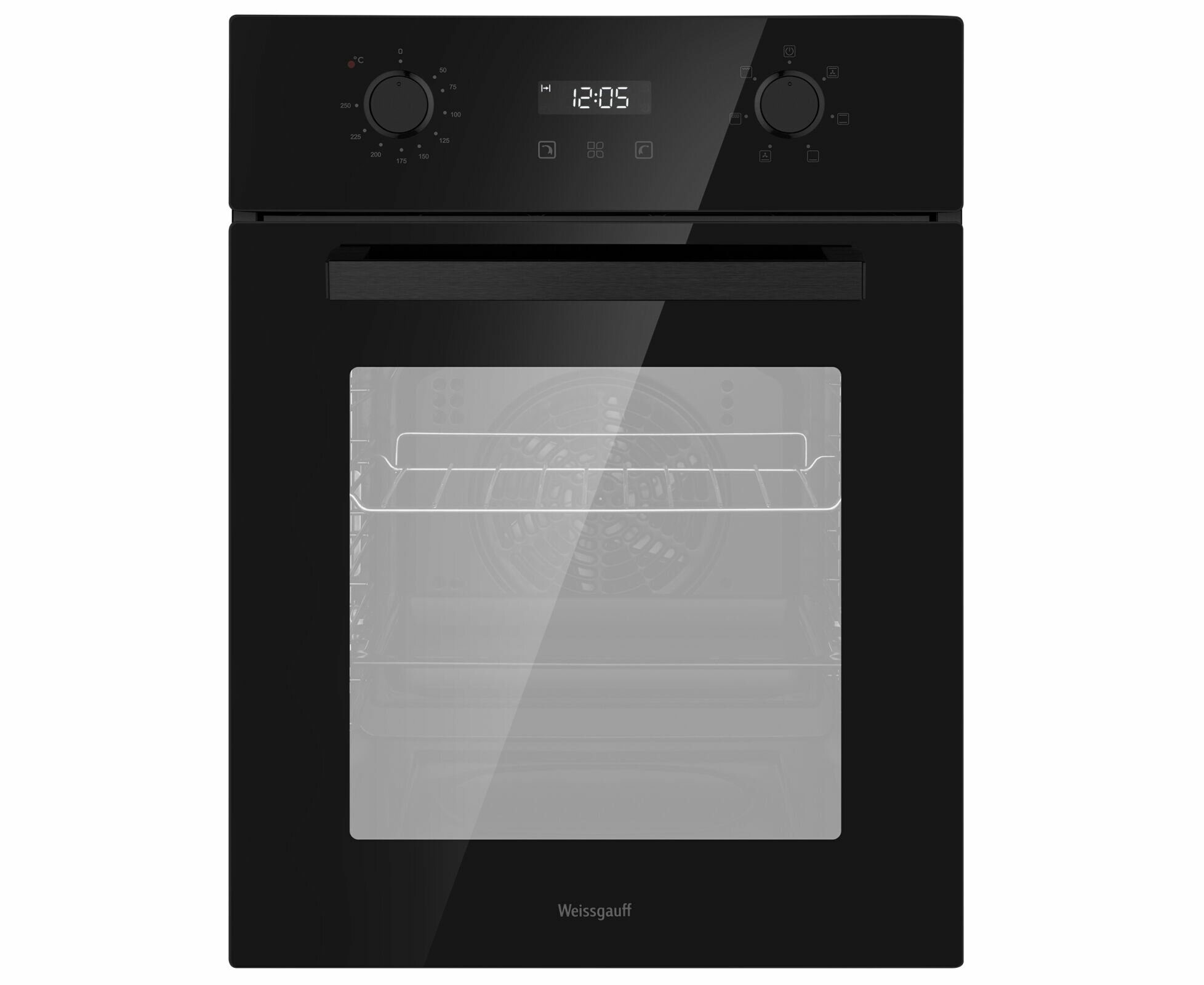Электрический духовой шкаф Weissgauff EOY 456 PDB черный, мощность 2кВт, 50 л, гриль, конвекция, 6 режимов