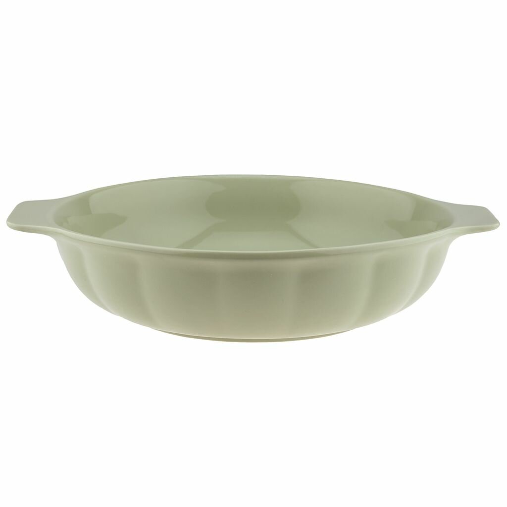 Форма для запекания керамическая "Семейная" 3,4л, д30,5см, h8см, круглая, светло-зеленый