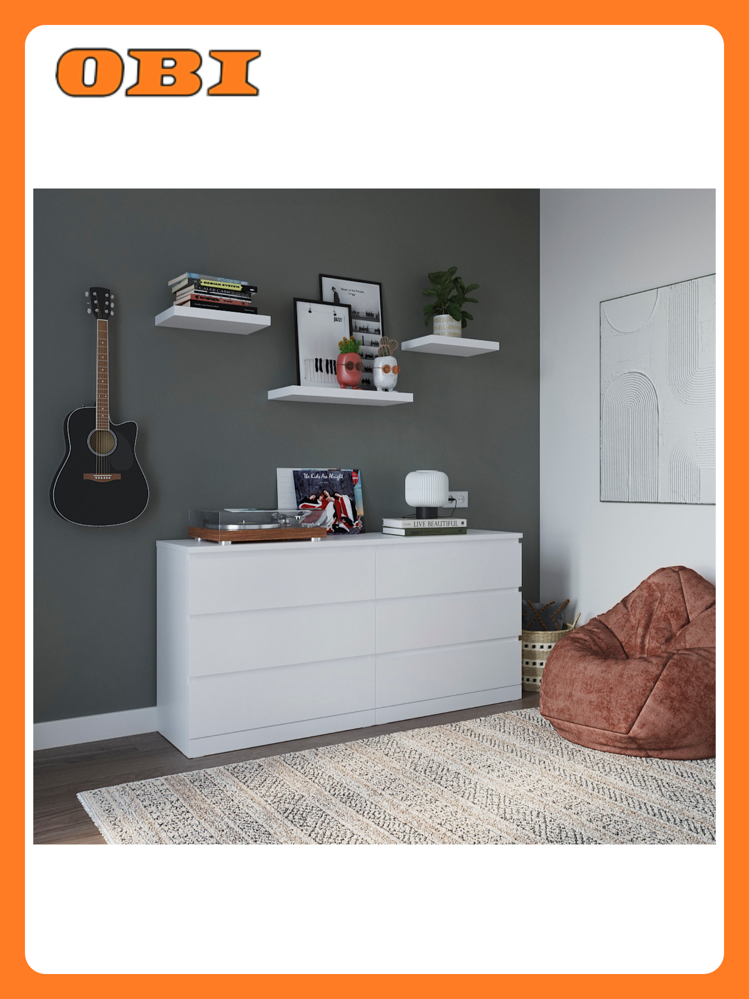 Комод "Шведский Стандарт" Варма 6Д, 6 ящиков, белый, 160x77x40 см