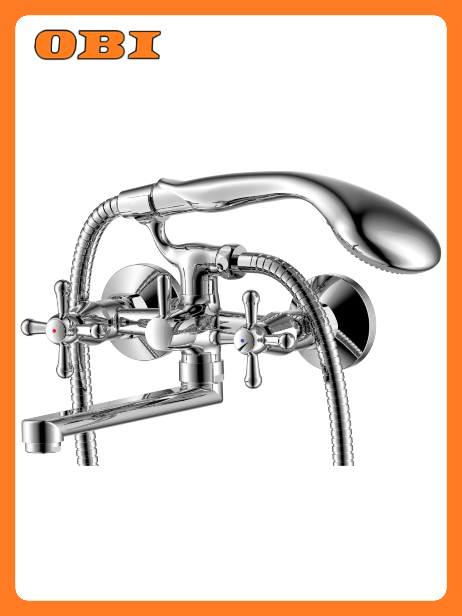 Смеситель для ванны ARGO DOM 222 с душевым гарнитуром, поворотный излив 12,9 см