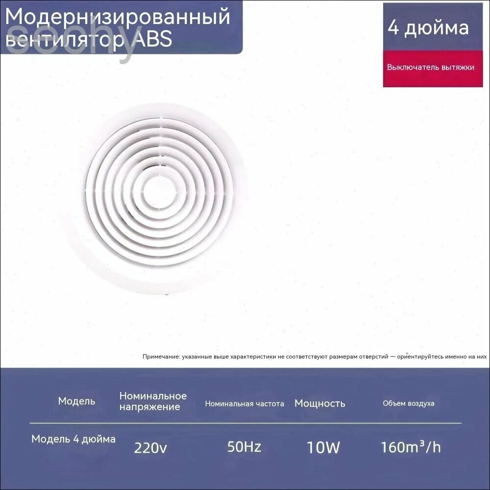 Реверсивный вытяжной вентилятор с дистанционным управлением,100мм Канальные вентиляторы 160 куб. м/ч.