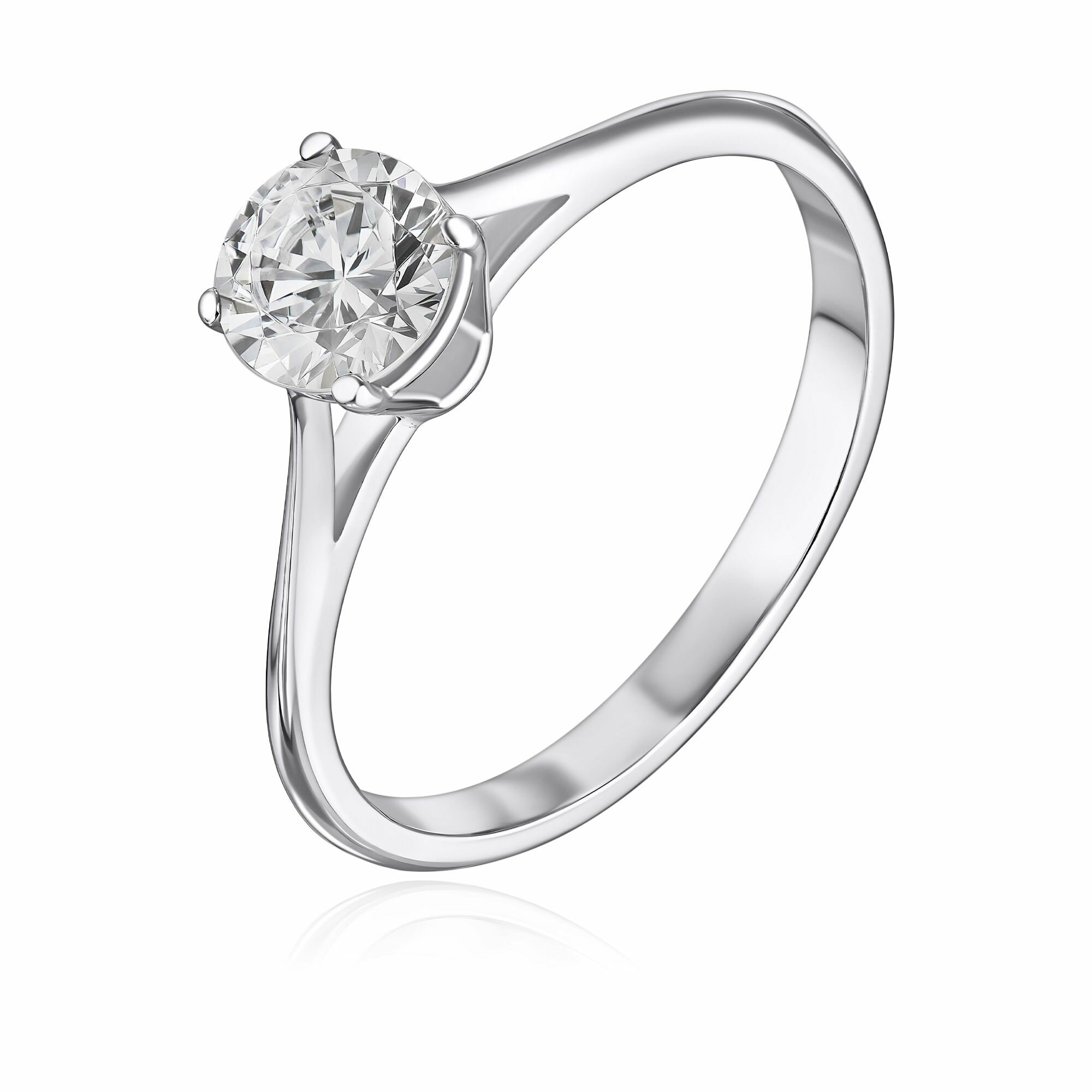 Кольцо помолвочное, серебро, 925 проба, родирование, фианит