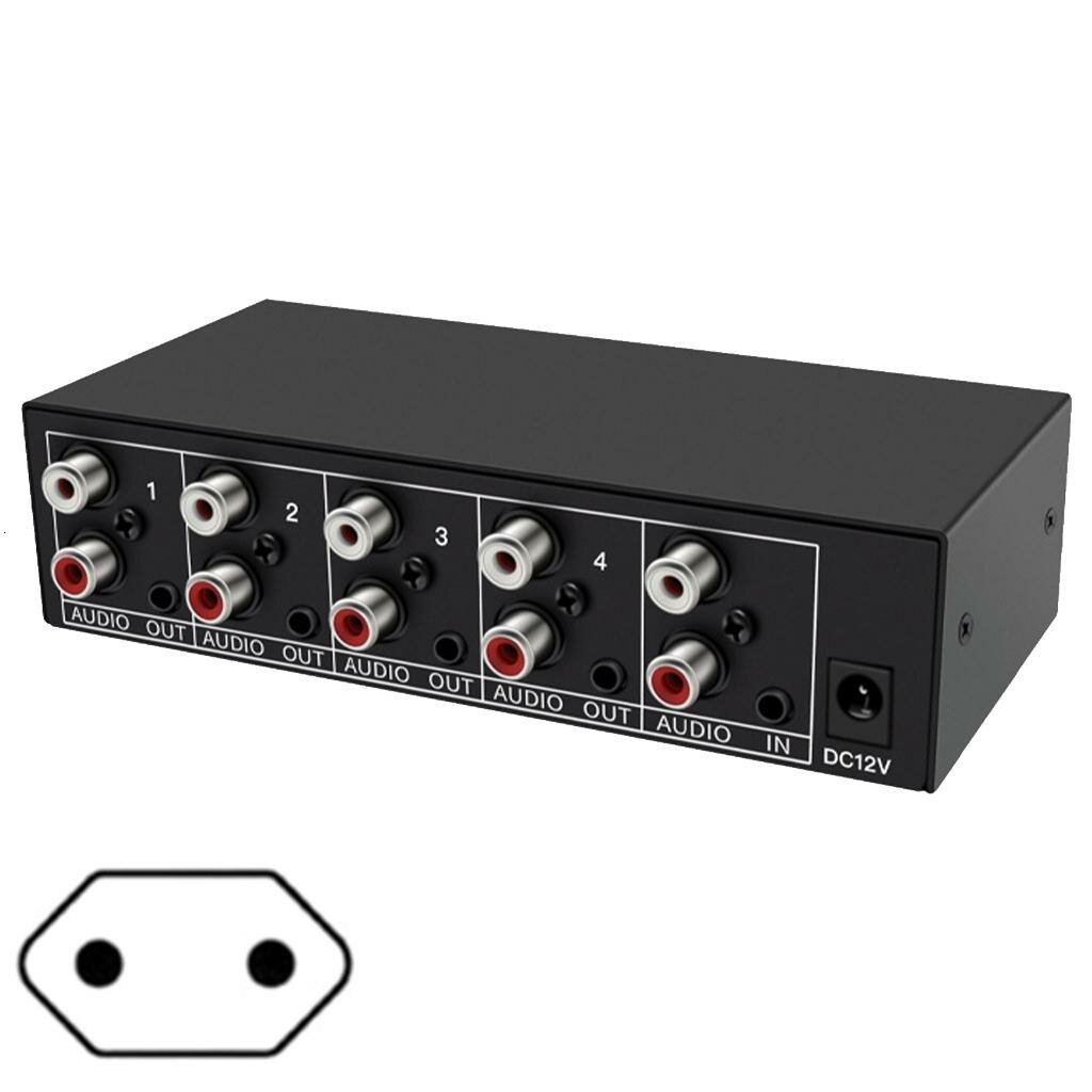 Металлический аудио распределитель 1вход 4выхода 3.5мм, ЕС вилка