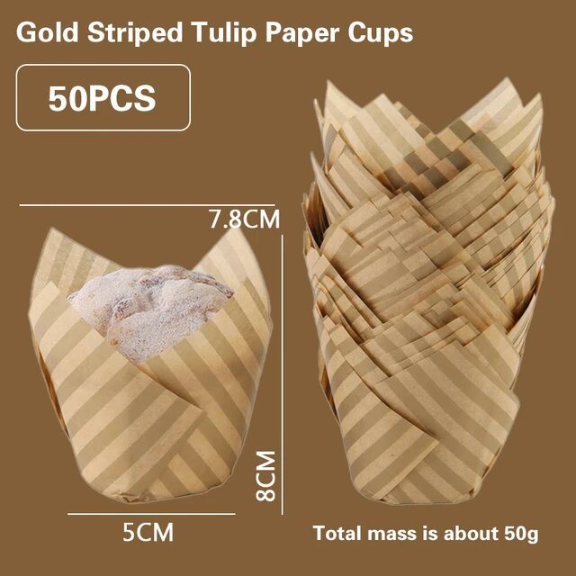 50 шт. бумажных формочек для кексов в форме тюльпана, маслостойкие вкладыши для выпечки кексов, инструменты для украшения кексов, формочки для кексов.