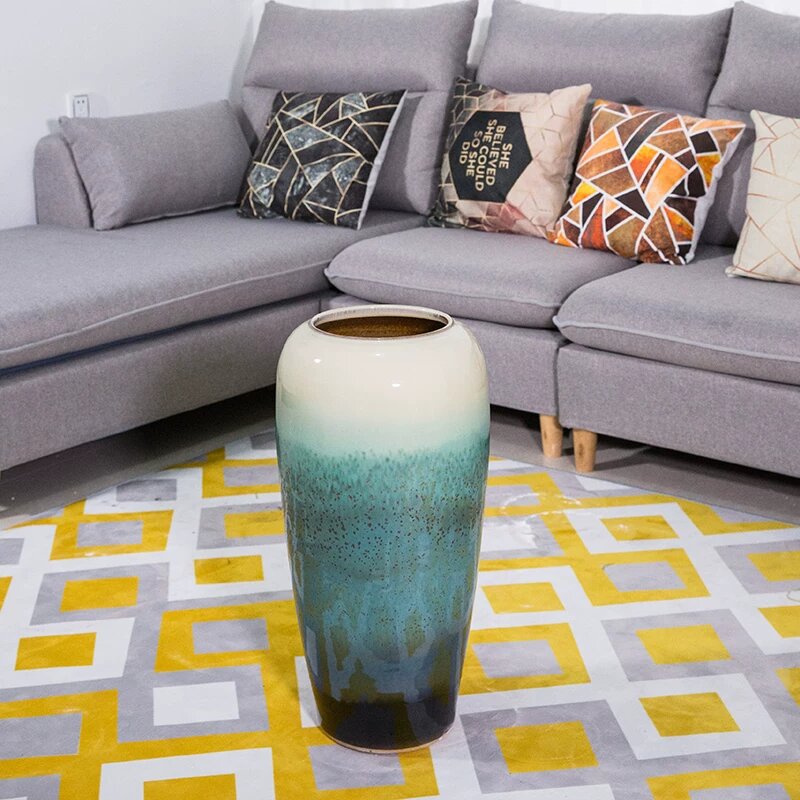 Керамический горшок из Цзиндэчжэня, напольная керамическая ваза большого размера для гостиной, украшение для цветочных