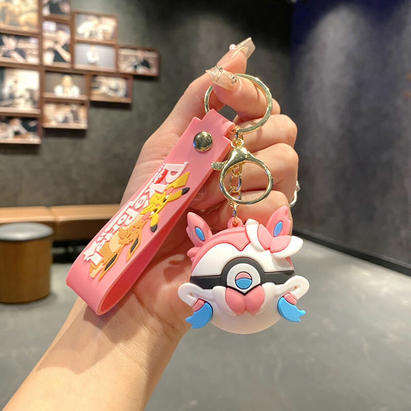 Брелоки с Пикачу, покемонами и семейством Иви, плюшевые игрушки, милые брелоки для рюкзаков, автомобильные брелоки