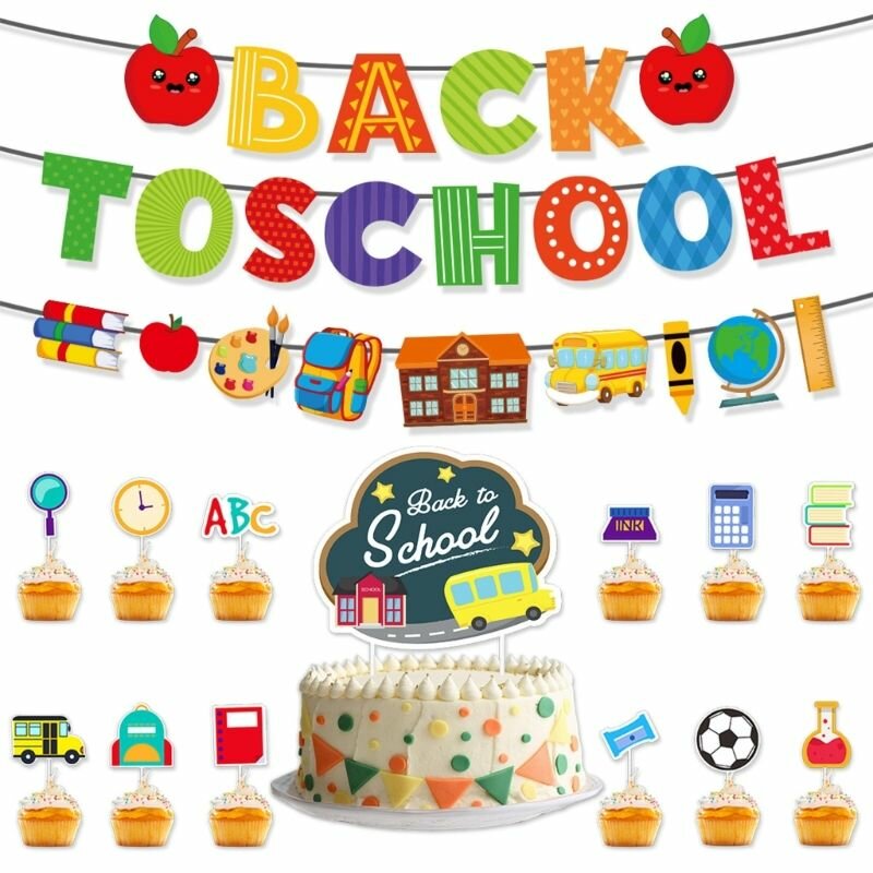 Украшение вечеринки в школьный сезон, тянущий флаг, цветочный баннер-60 x 90 см