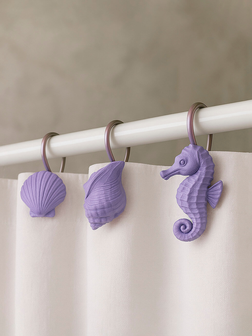 Крючки для штор SilaVeRes "Морской конек", фиолетовые, диаметр 24 мм, 12 шт
