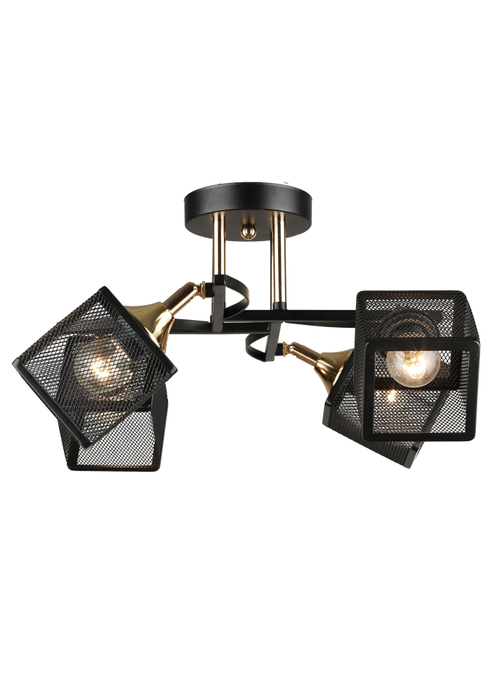 Люстра Престиж потолочная с плафонами из черной металлической сетки на 4 лампы E27
