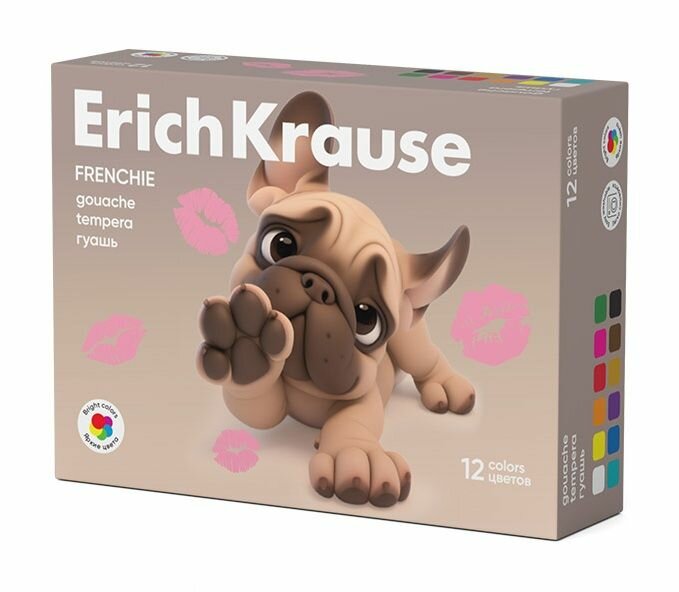Гуашь Erich Krause 12 цветов, по 17 мл, "Frenchie" (65194)