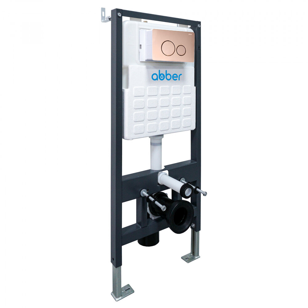 Инсталляция для унитаза Abber AC0105 с кнопкой AC0121RG розовое золото