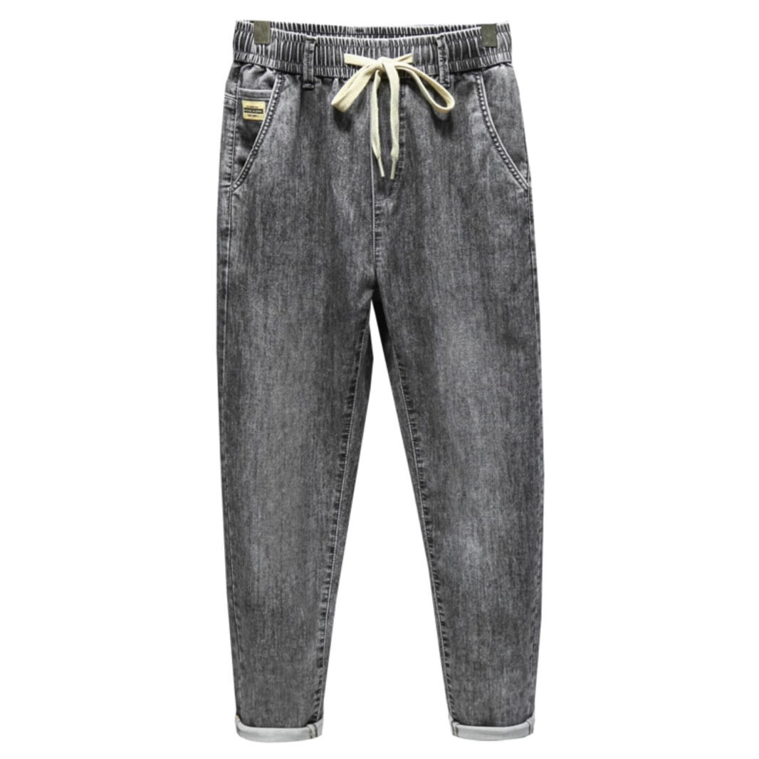 MON Мужские Джинсы Кроп Карго Эластичная Талия Уличные Слим Лето Деним, Размер_XL