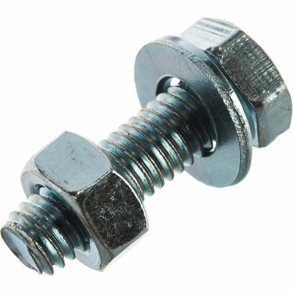 Болт Tech-Krep/Zitar DIN933 с шестигранной головкой, оцинкованный М6х20 + гайка + шайба 8 шт - пакет 112717