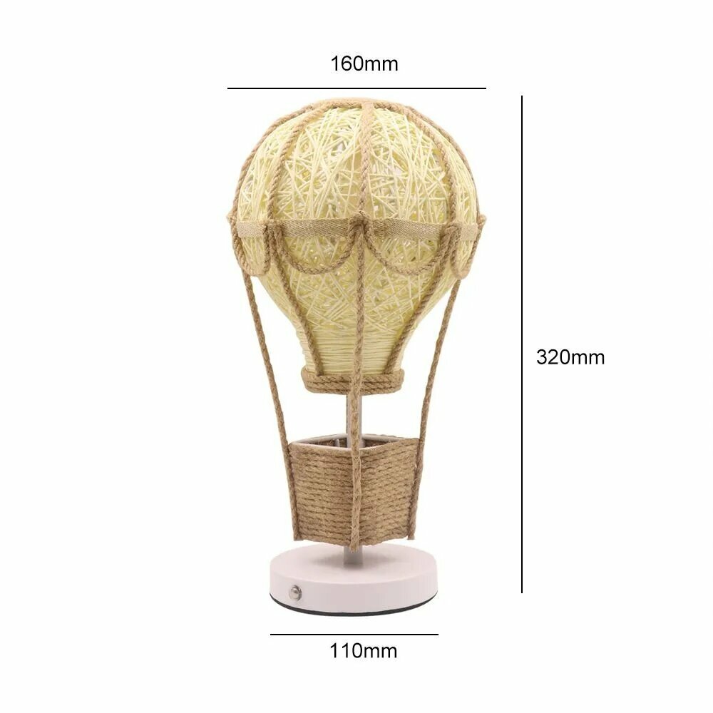 Креативный абажур из ротанга, настольная лампа в виде воздушного шара, атмосферная для детской спальни, ночник, LED, уютный