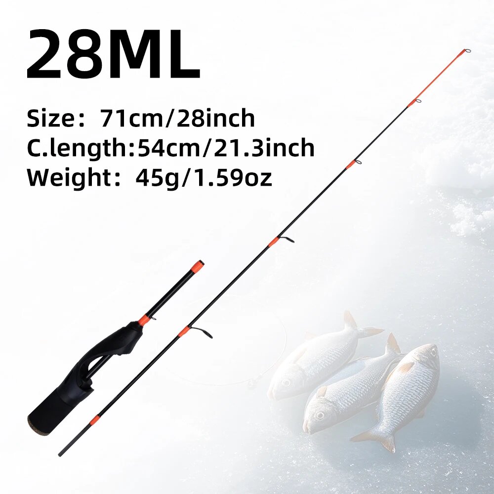 24 дюйма UL 26 дюймов ML 28 дюймов ML 30 дюймов M Ледяная удочка портативная зимняя карбоновая твердая наконечник чувствительная ледяная удочка