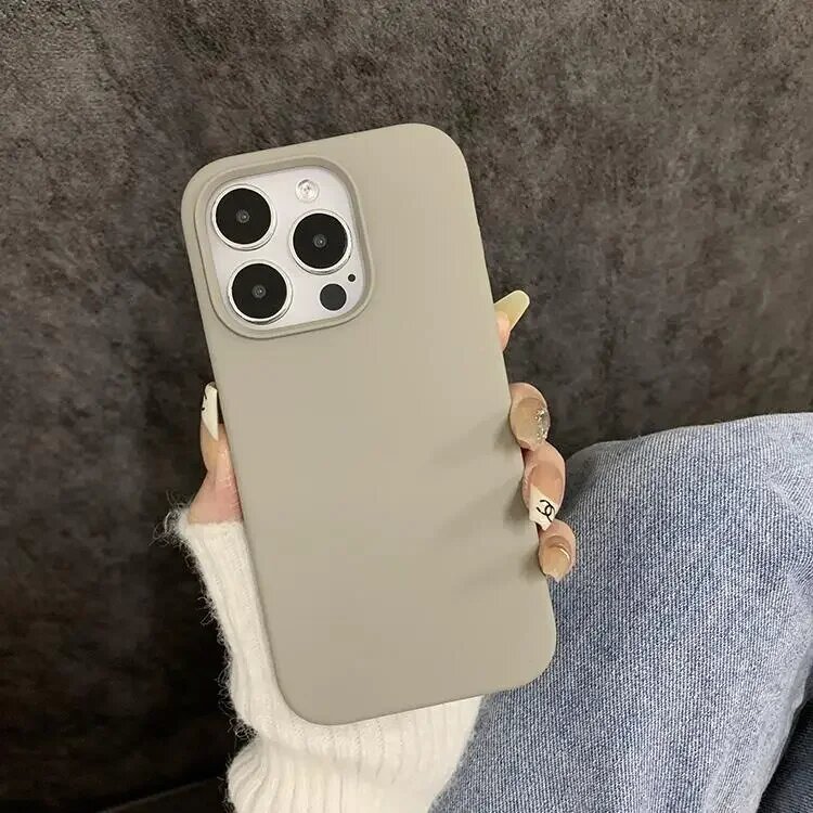 Титановый серый мягкий чехол из натурального жидкого кремния для iPhone 15, 14, 13, 12, 11 Pro Max Plus, полнозащитный чехол для телефона с защитой от падения для айфона 15 Про, Titanium Gray