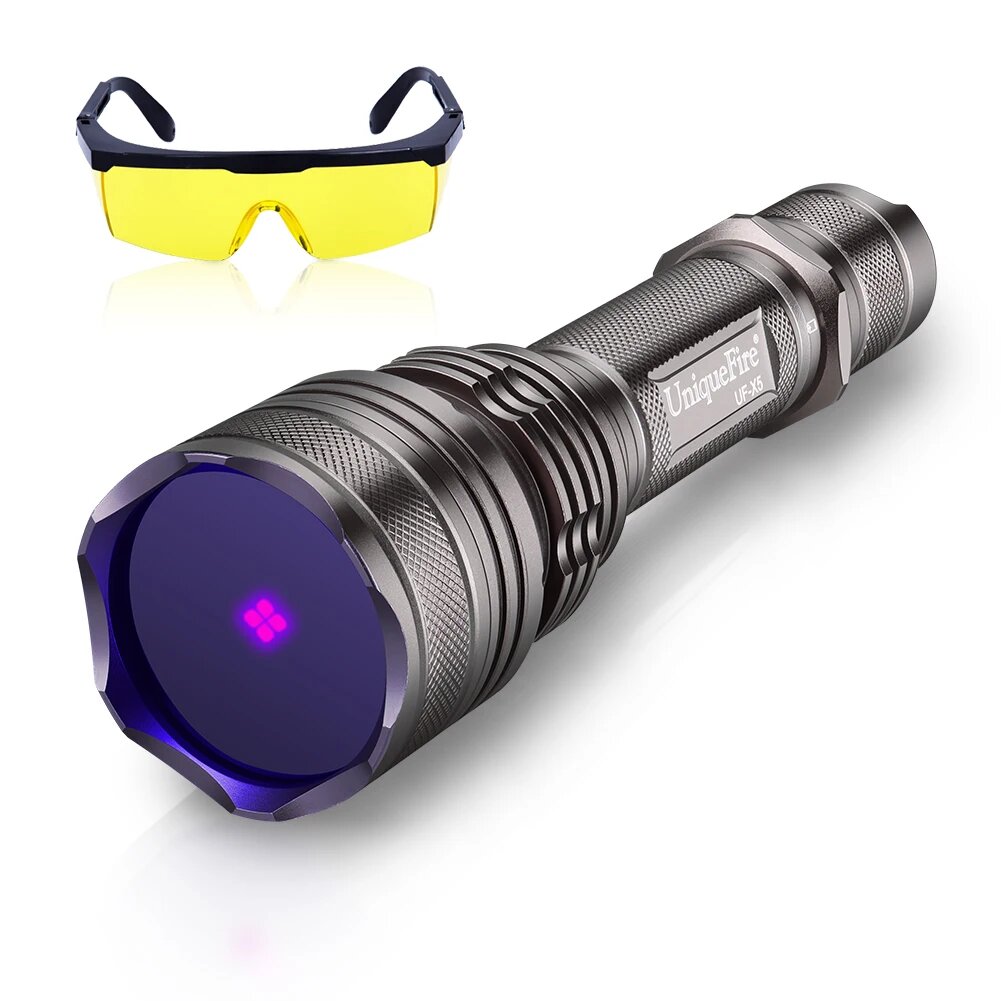 UniqueFire X5 UV365NM черный ультрафиолетовый фонарик Torch with Glass, Without Battery