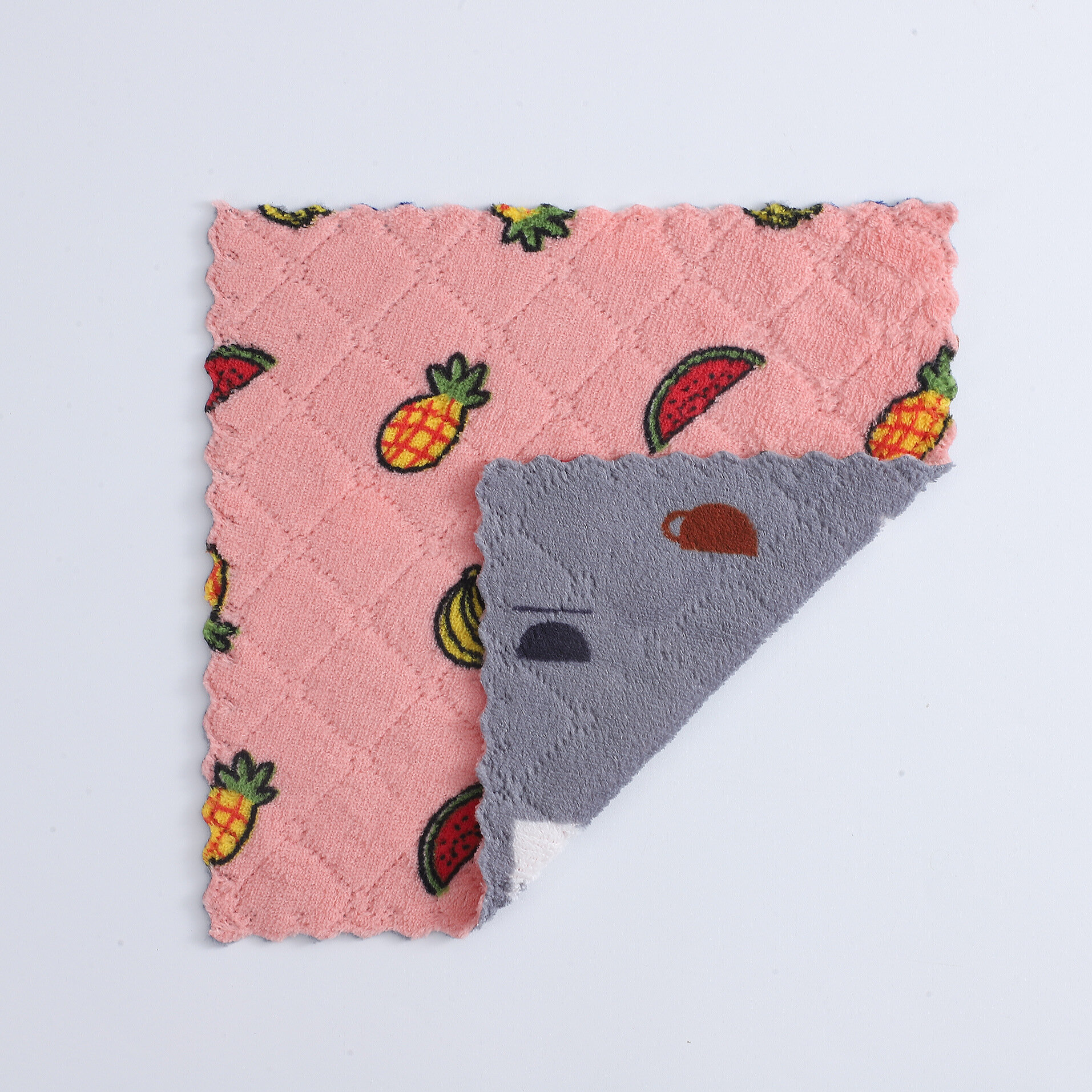 Печатная тряпка утолщенная ленивая тряпка для чистки кухни коралловый флис мочалка впитывающие кухонные принадлежности