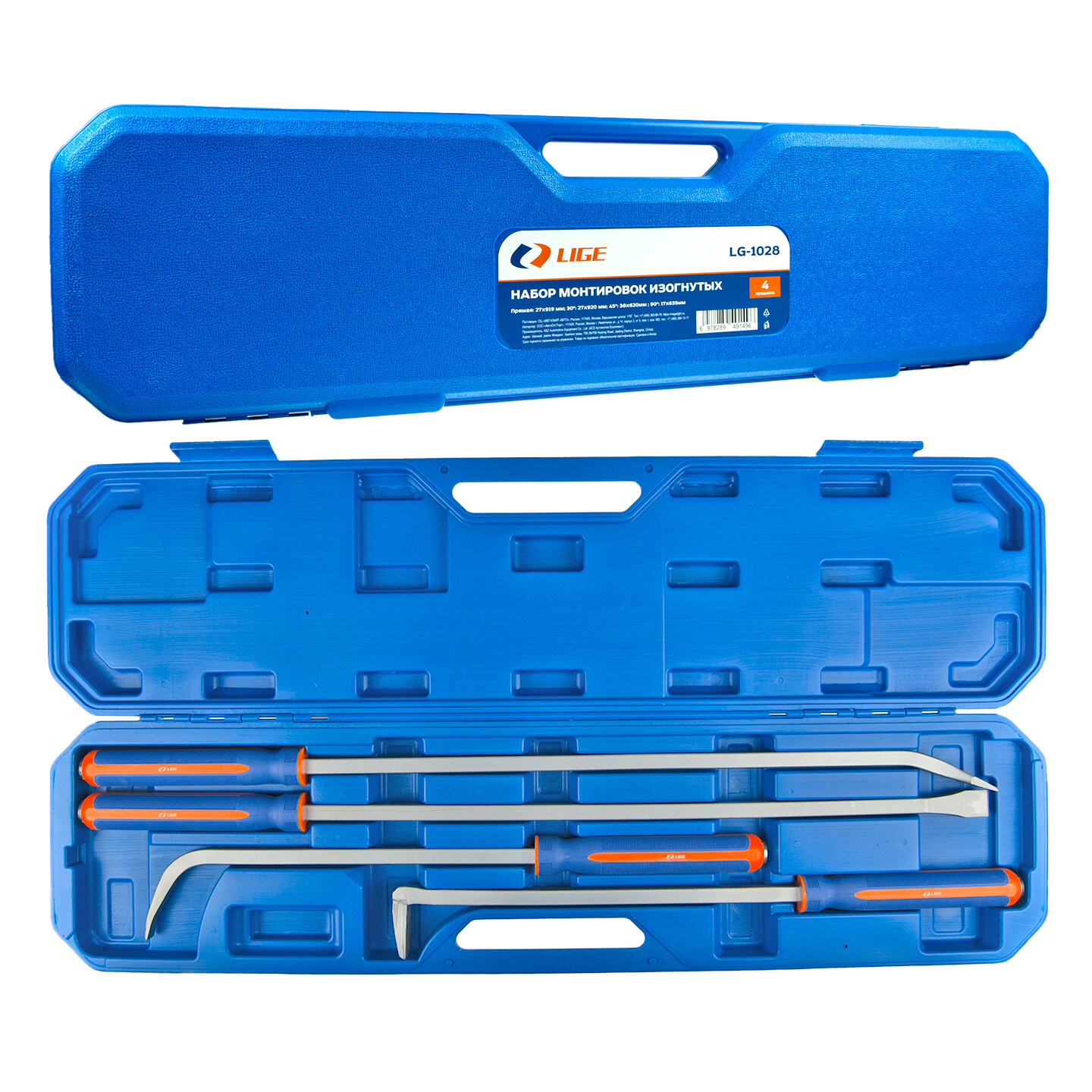 Набор монтировок изогнутых 4пр, (прямая: 27х919 мм; 30 27х920 мм; 45 : 38х620мм ; 90 17х635мм) LG-1028 LIGE