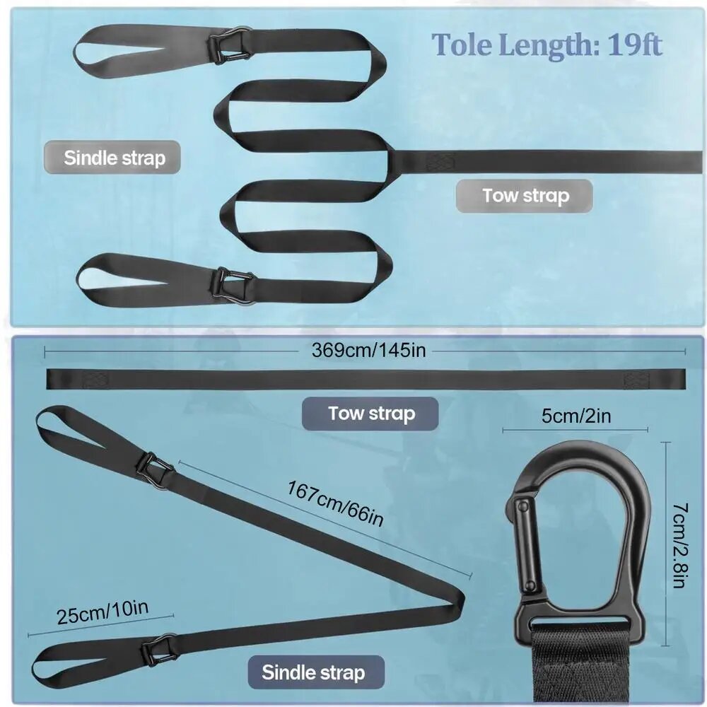 Буксирный трос для снегохода, сверхмощное уличное снаряжение, сани для снегоходов, буксировочный ремень для зимних внедорожных приключений, кемпинга, сноубордов