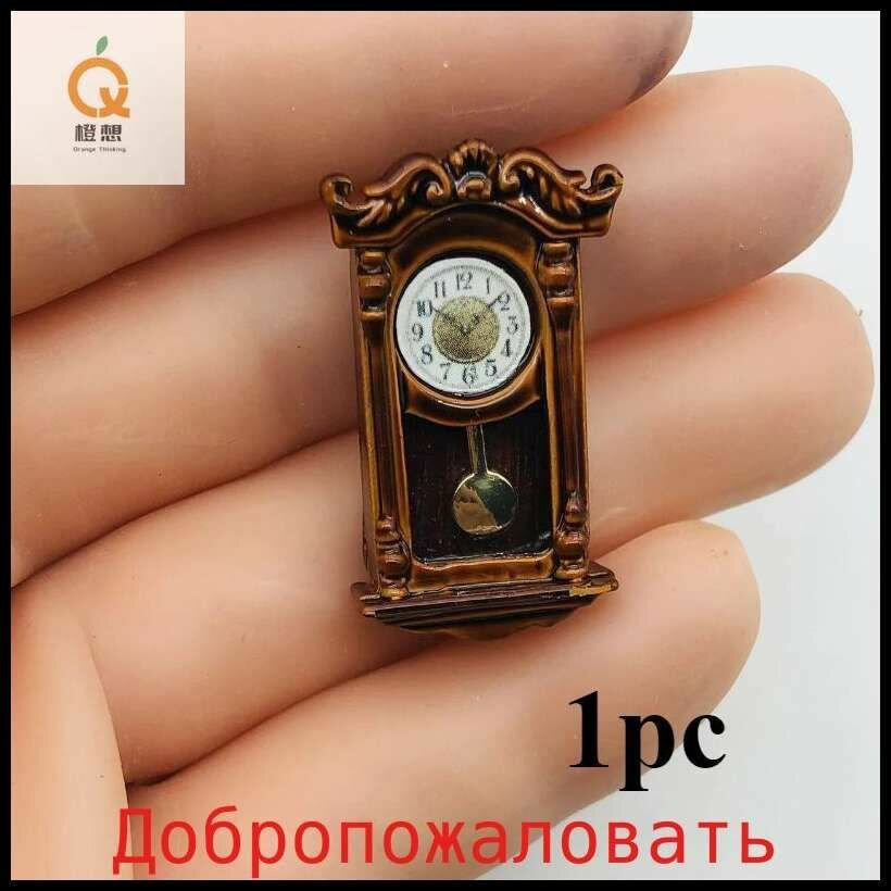 Миниатюрные аналоговые глиняные часы из ретро - сплава, подходящие для украшения игрушечного дома
