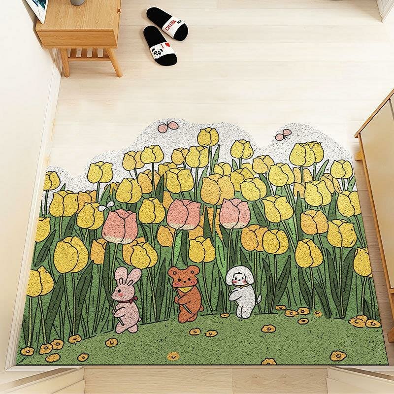 Свежий Тюльпан вход проволочное кольцо коврик входная дверь протирание почвы коврик для ног трансграничный вход