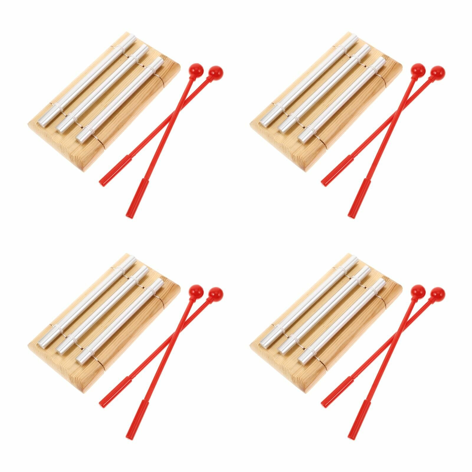 Набор трёхтональных литавр из дерева и алюминия светло-коричневого цвета для занятий музыкой и йогой для детей