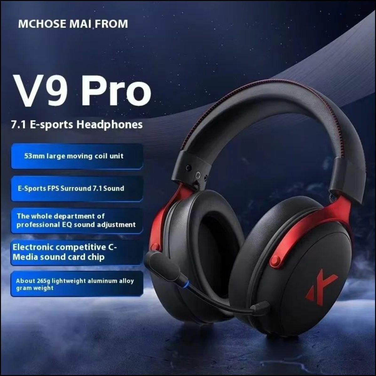 Игровая гарнитура MCHOSE V9 Pro с премиум шумоподавлением, три рабочих режима для спорта и активного отдыха