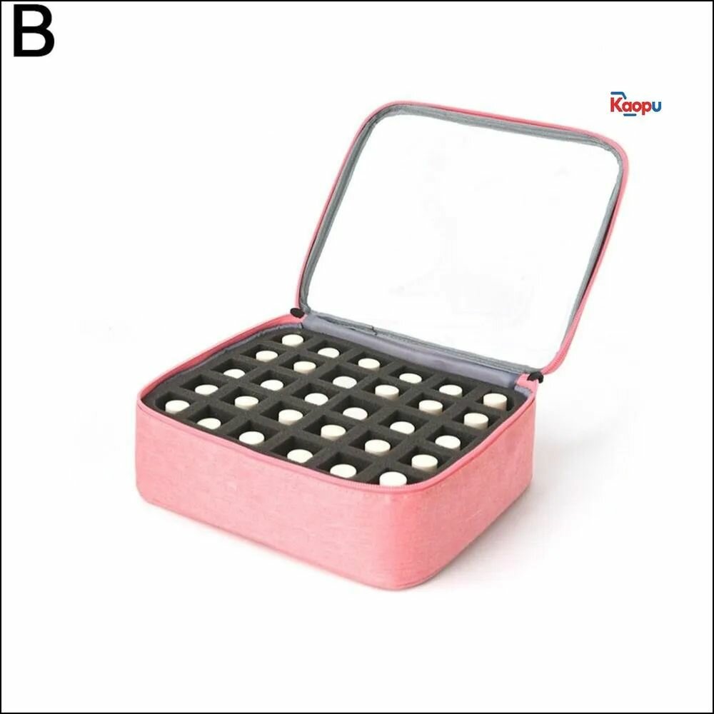 Эксклюзивный дорожный органайзер розового цвета, обеспечивающий компактное хранение до 40 флаконов лака-hz