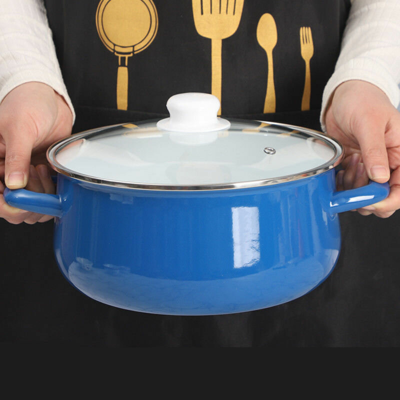 Толстый эмалированный старинный суповой горшок 16-24, горшок для тушения, кухонный горшок, горшок для детского питания, универсальный для газовых и индукционных плит