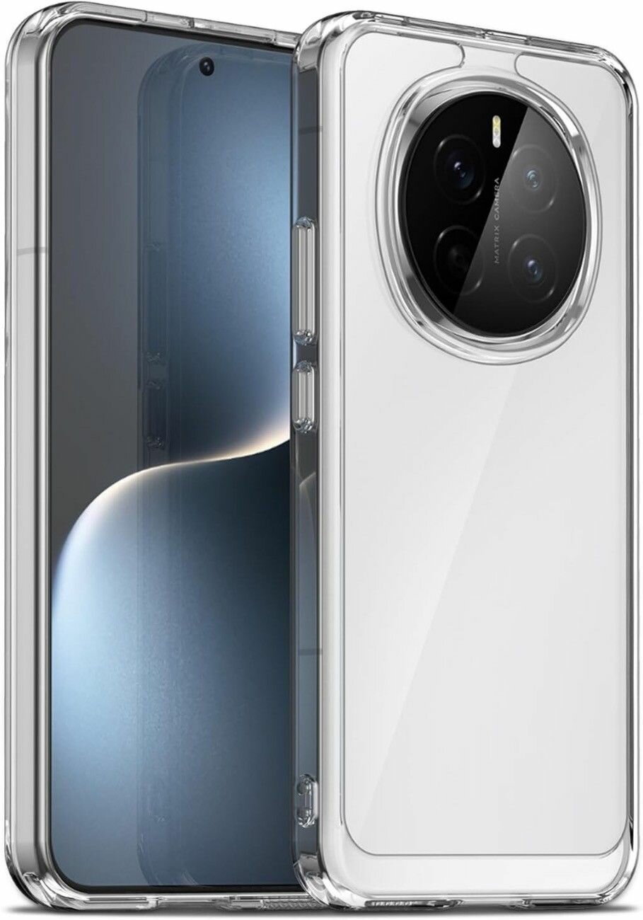 Чехол на Honor Magic 7 Pro пластиковый с силиконовой окантовкой прозрачный