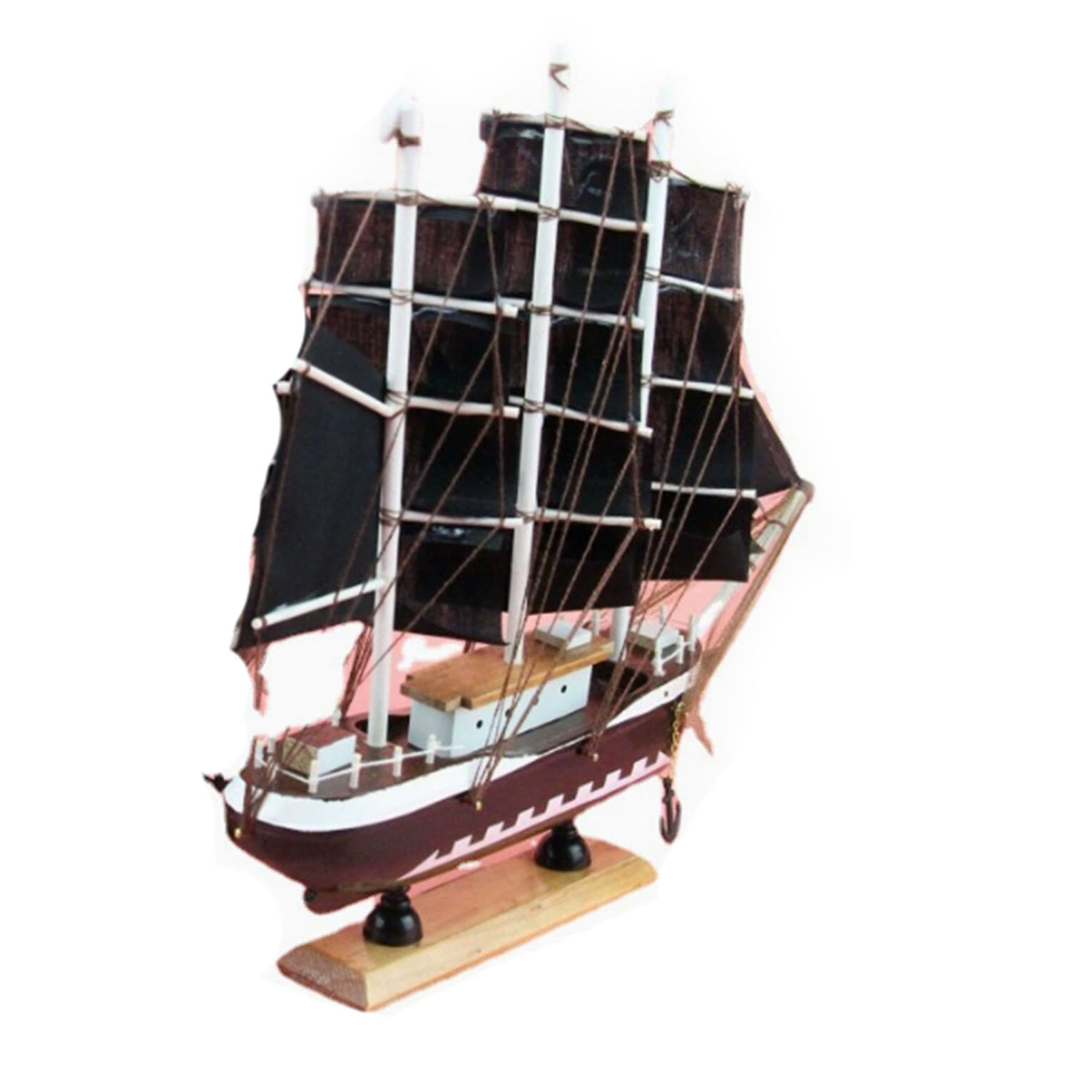 Модель корабля ваза "Пираты Карибского моря Черная Жемчужина" из цельного дерева ручная работа парусник украшение 33см обычное плавание 33см 33см x 6см x 31см