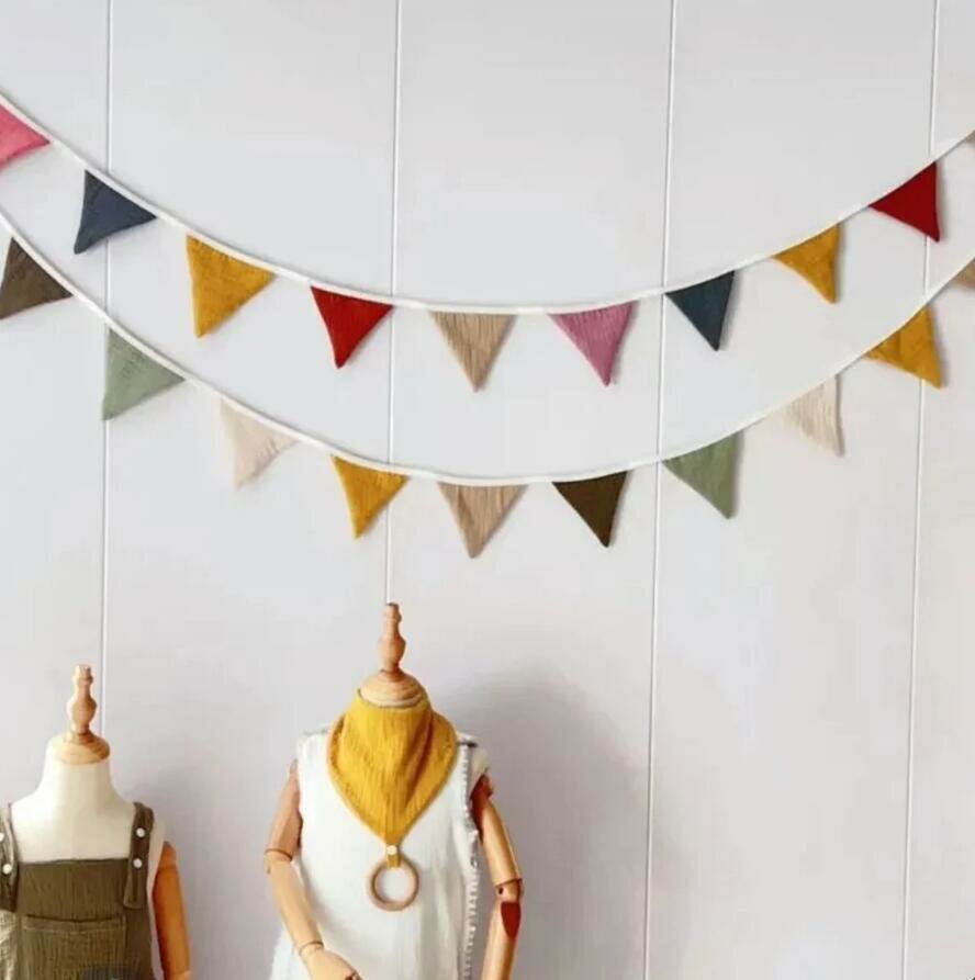 Кросс-бордер хлопковые милые праздничные флажки для детской комнаты, гирлянда для детского сада, подвесные флаги, треугольные флаги, декоративное оформление