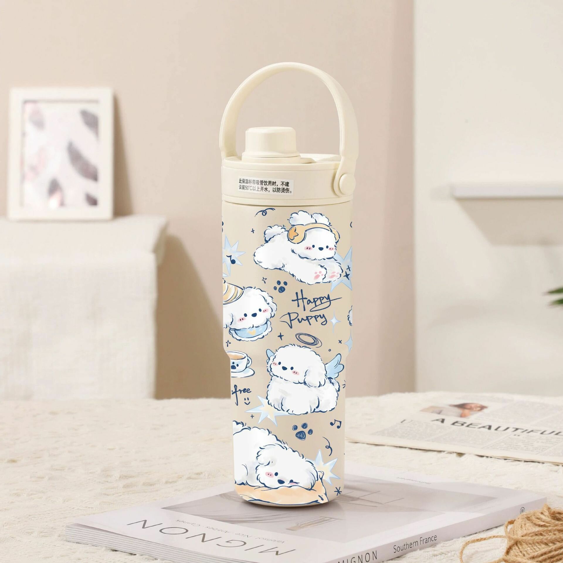 Новая термокружка с керамическим покрытием, большая портативная кружка с трубочкой, кофейная кружка из нержавеющей стали, автомобильная кружка для льда объемом 30 унций.