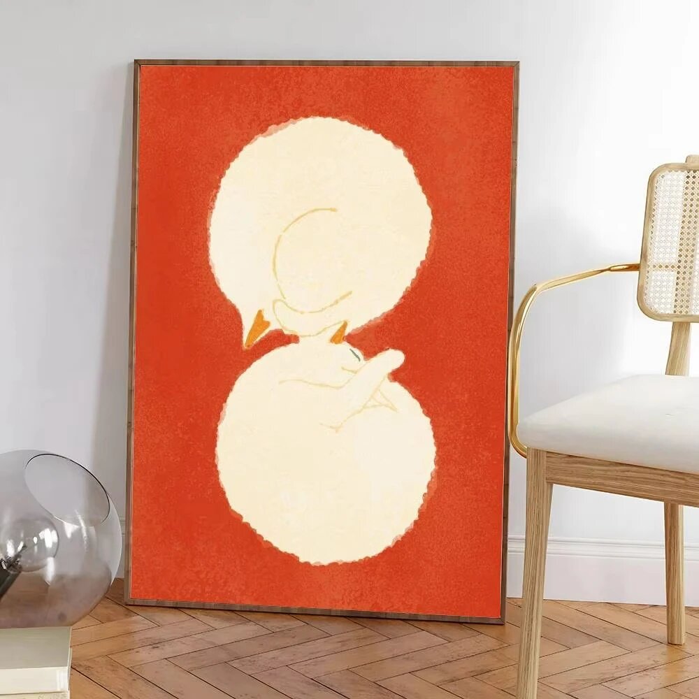 Абстрактная картина с кошкой на холсте 04, 50X70cm Unframed